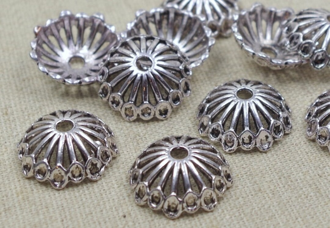 10 XL Pearl Caps - 19 Mm - Antique Silver Decorated - Solid - Etsy