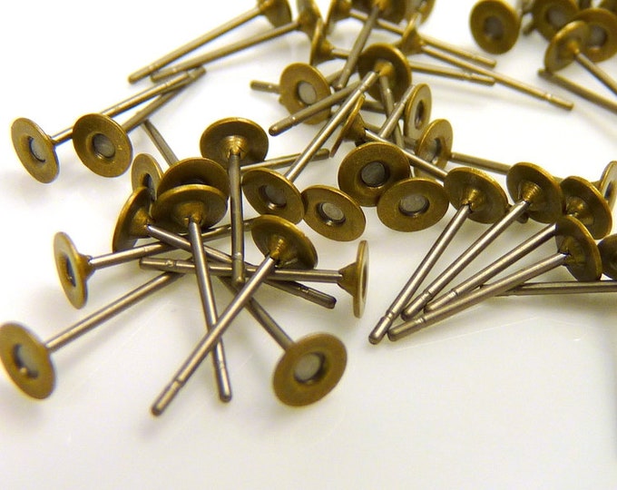 50 Ear Studs - Bronze - With 4 Mm Adhesive Plate - Etsy