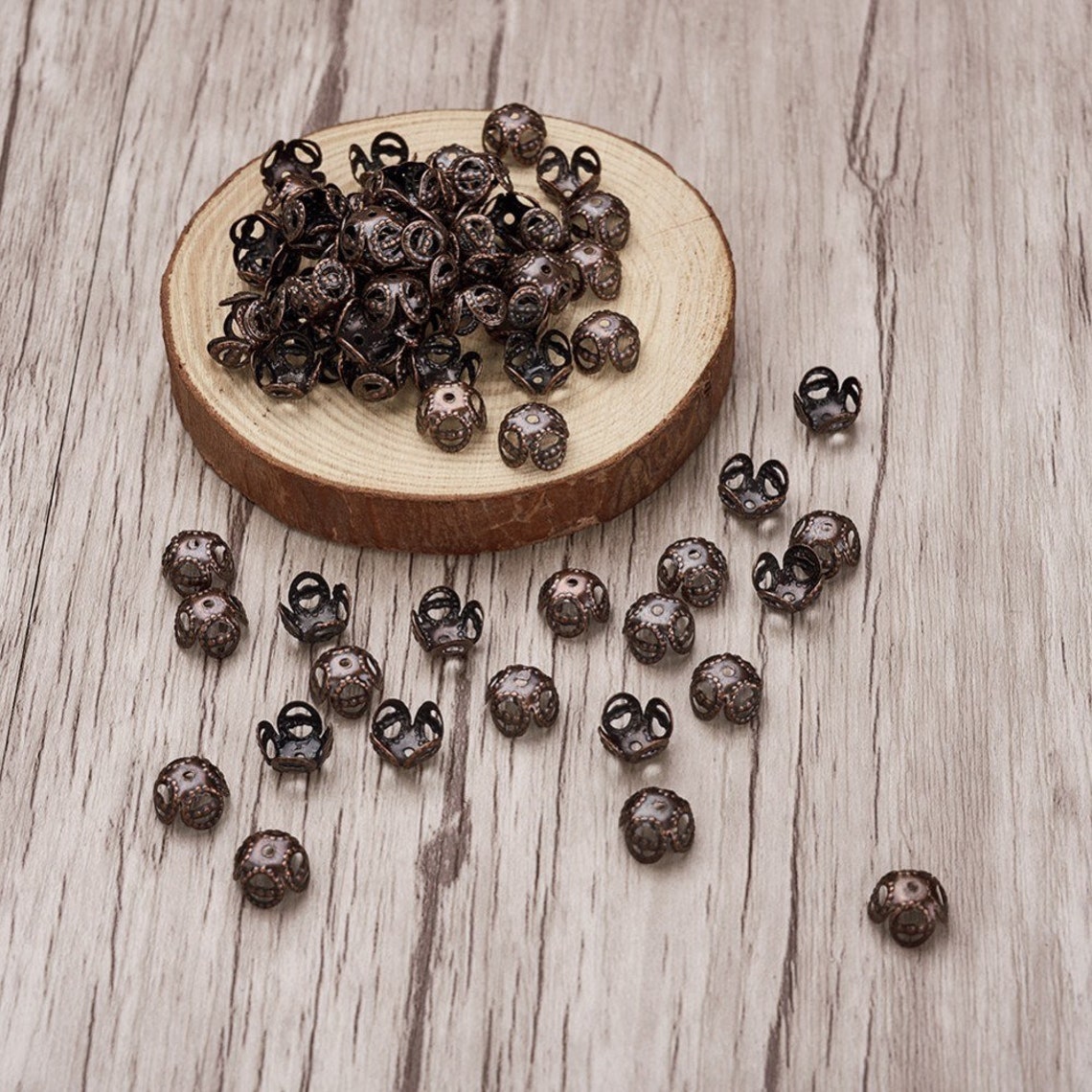 50 Filigree Bead Caps 8 X 5 Mm COPPER Pearl Caps 8 Mm - Etsy