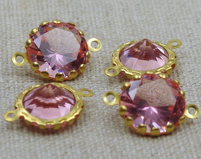 4 Glitter Stone Connectors Gold Pink-18 X 13 Mm - Etsy