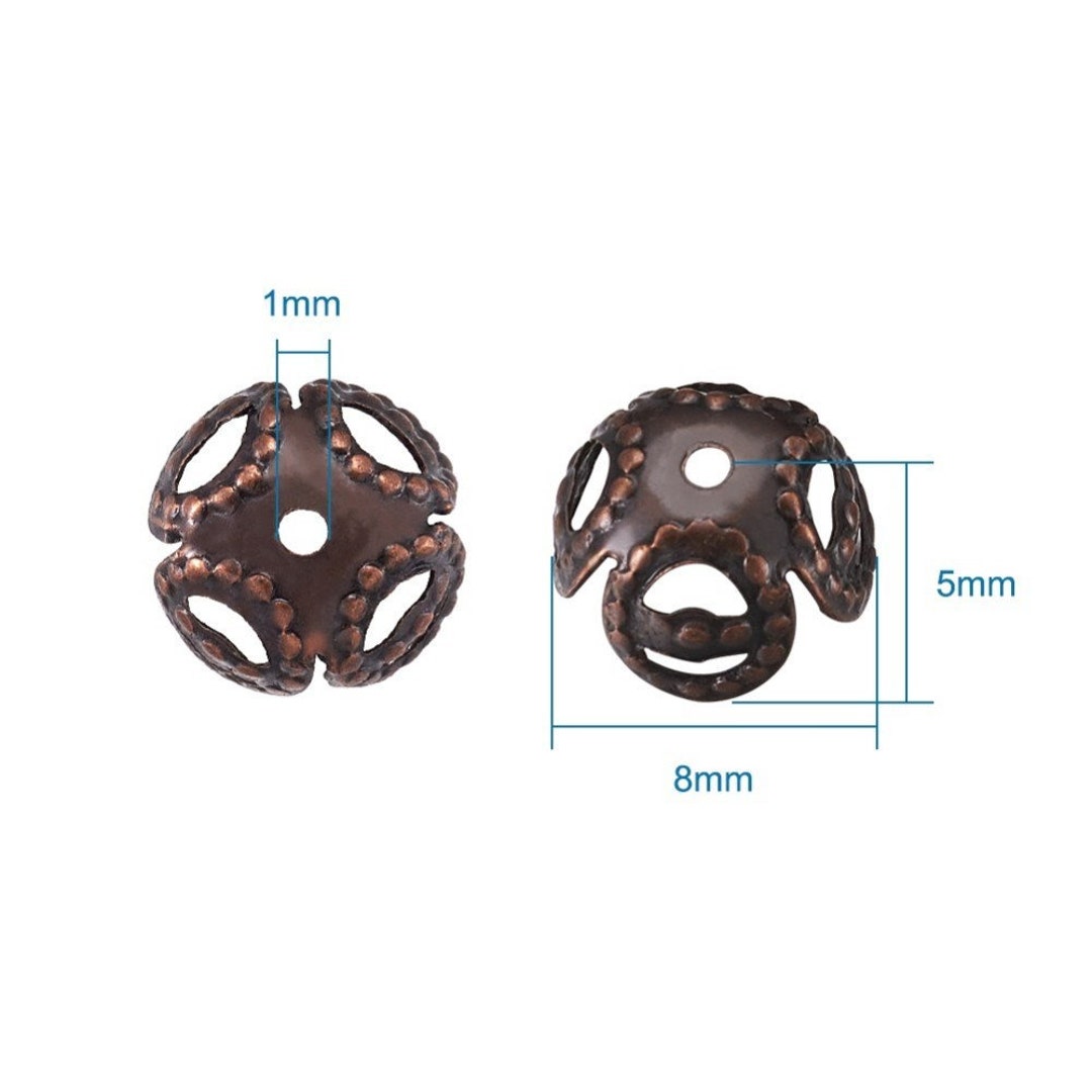 50 Filigree Bead Caps 8 X 5 Mm COPPER Pearl Caps 8 Mm - Etsy