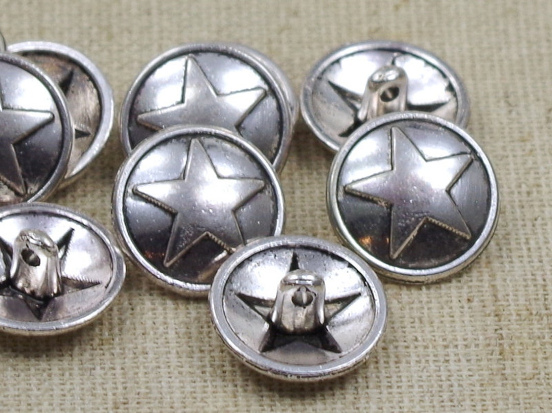 10 STAR Shank Buttons Made of Metal - 14 Mm - SILVER Buttons - Etsy