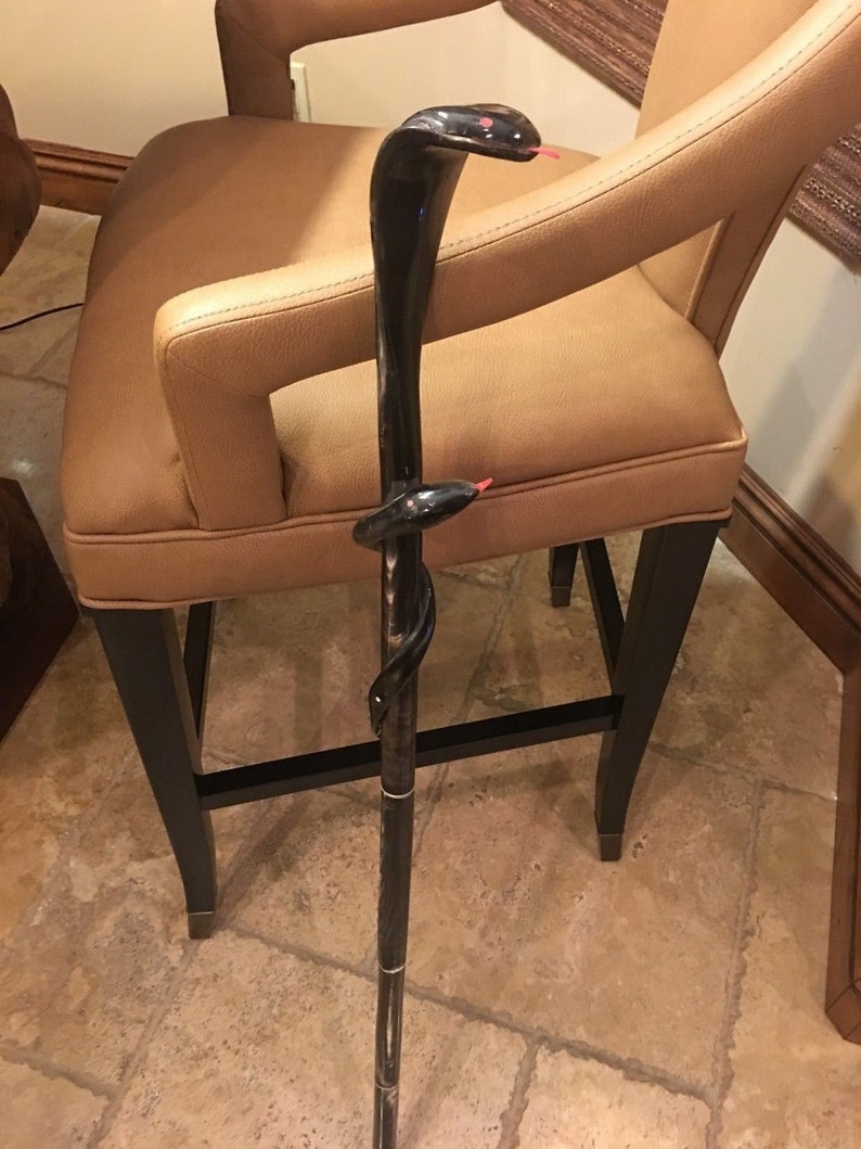 Handcrafted Egyptian Cobra Buffalo Horn Walking Stick Cane 38” - Made ...
