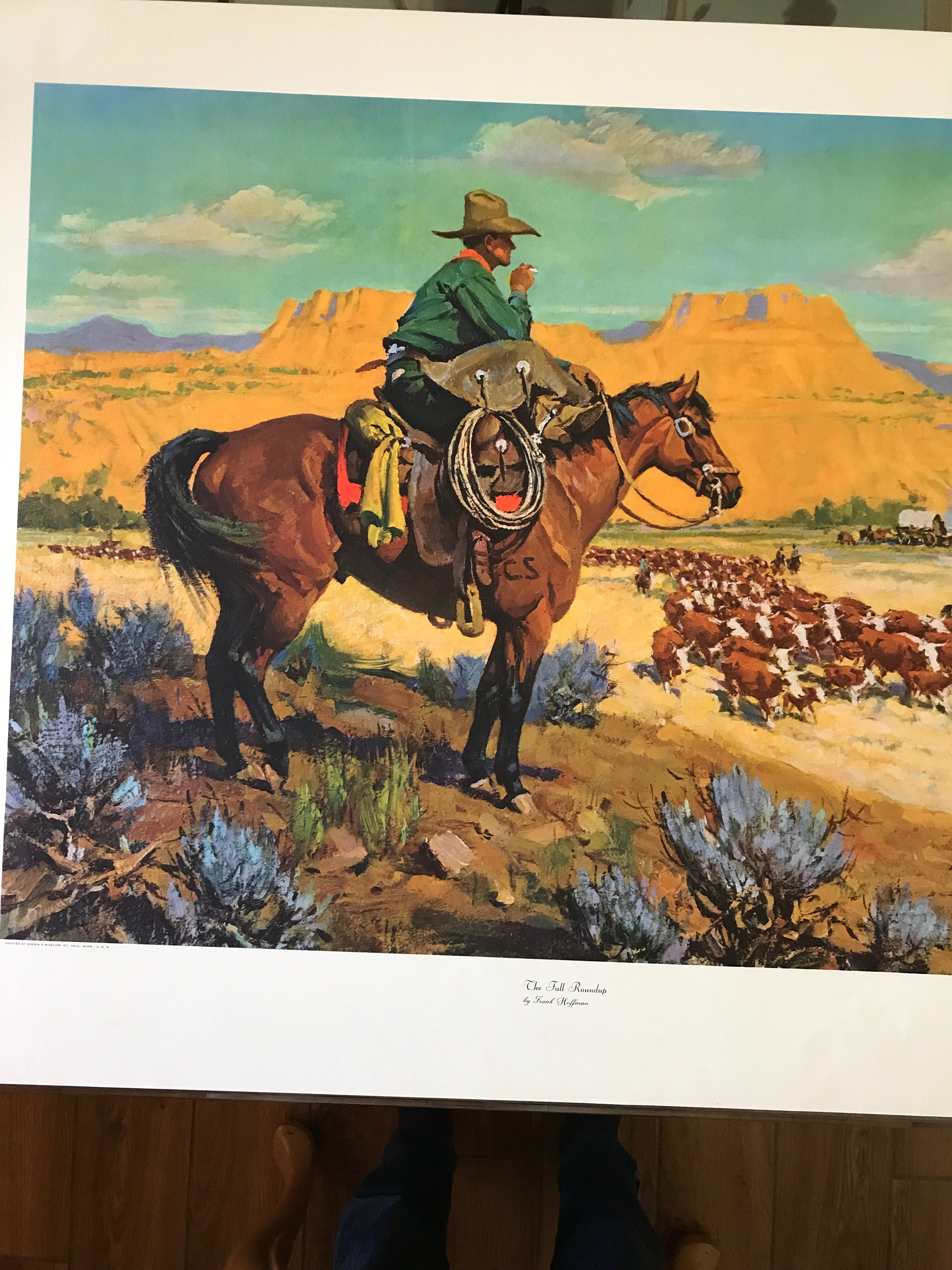 Hoffman Cowboy Vintage Western Print - Etsy