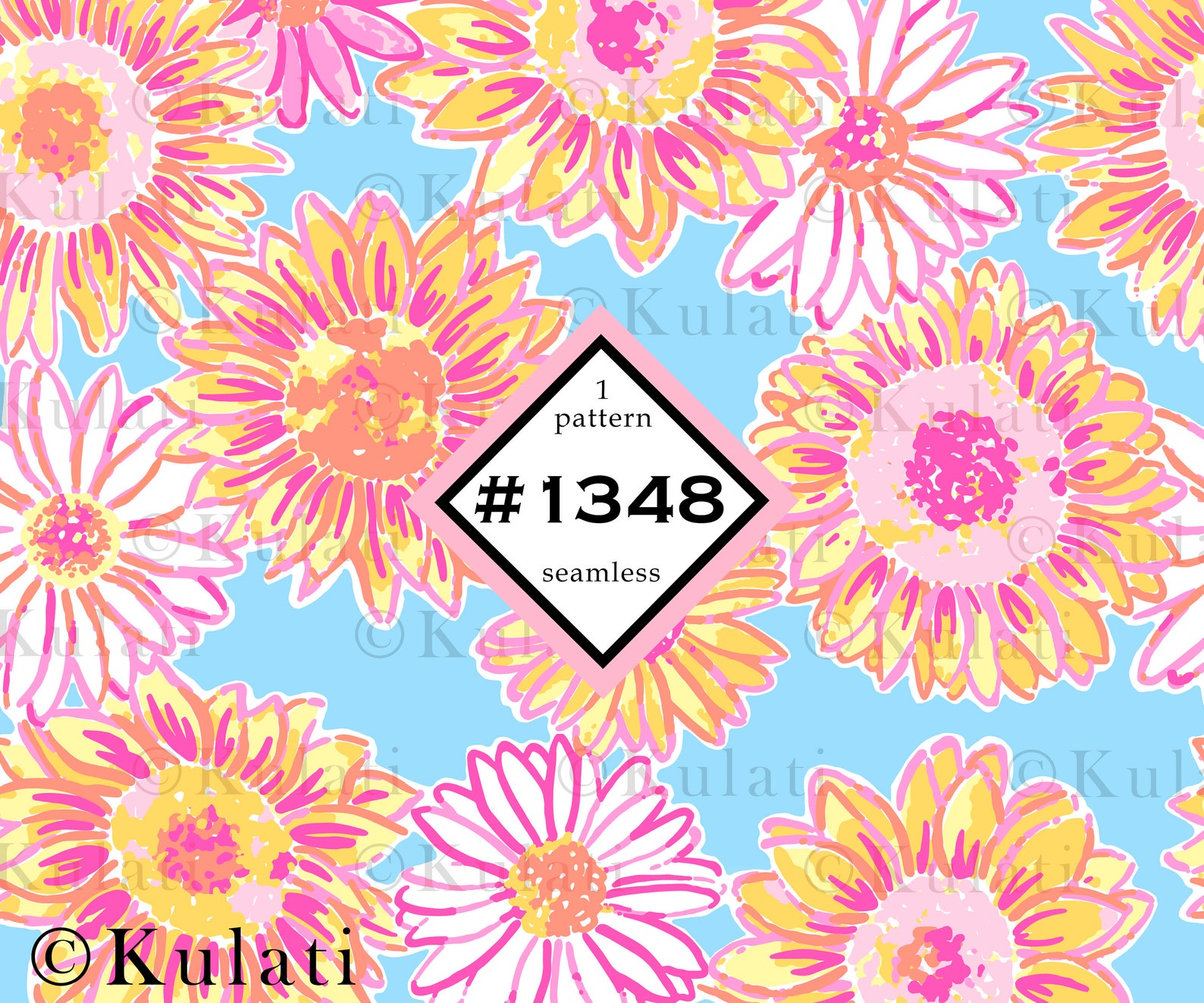 INSTANT DOWNLOAD Preppy Sunflower Pattern Preppy Pattern | Etsy