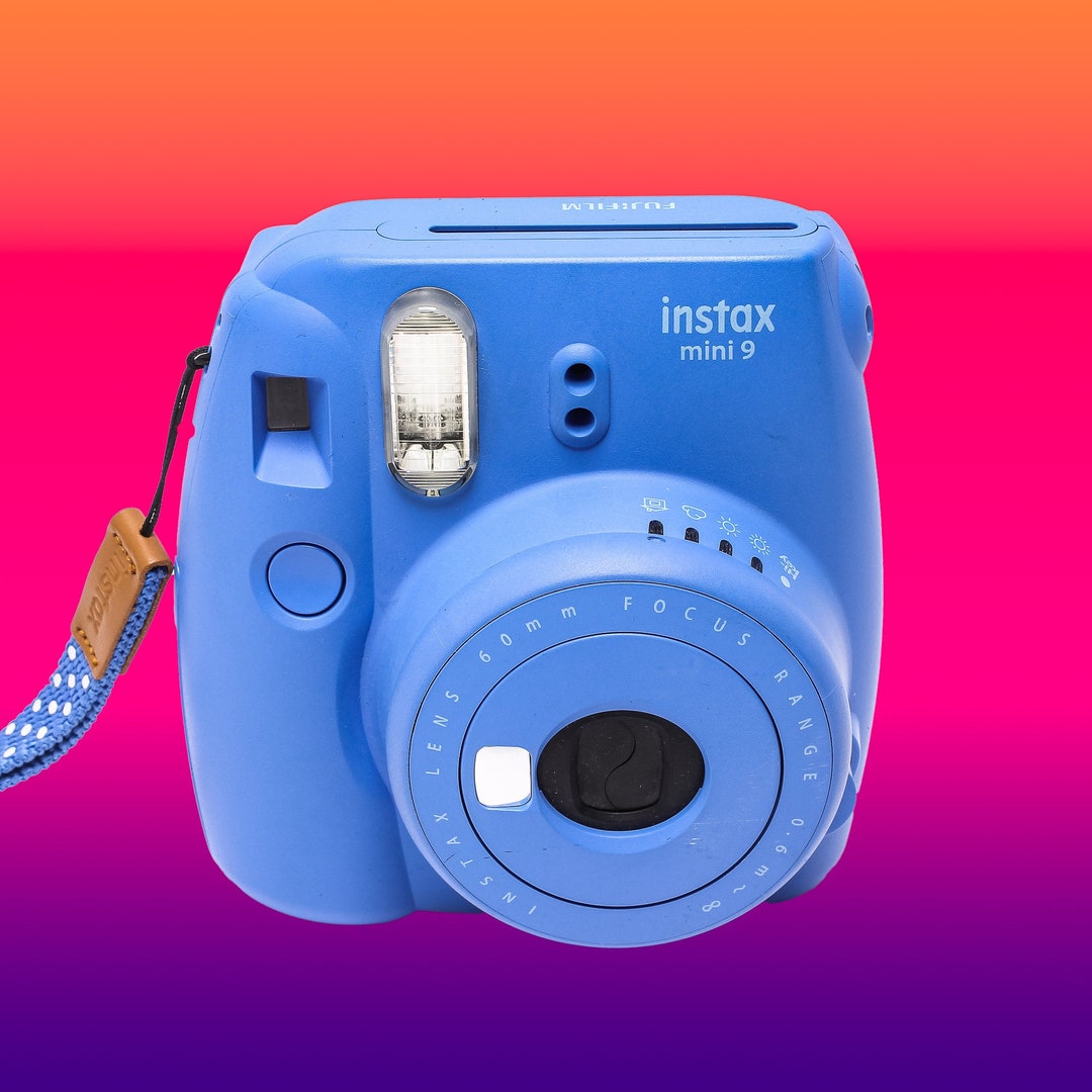 Fujifilm Instax Mini 9 Blue Instant Camera With Matching Blue Polka-dot ...