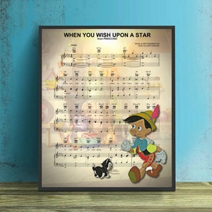 Pinocchio "when You Wish Upon A Star" Sheet Music Wall Art, Canvas ...