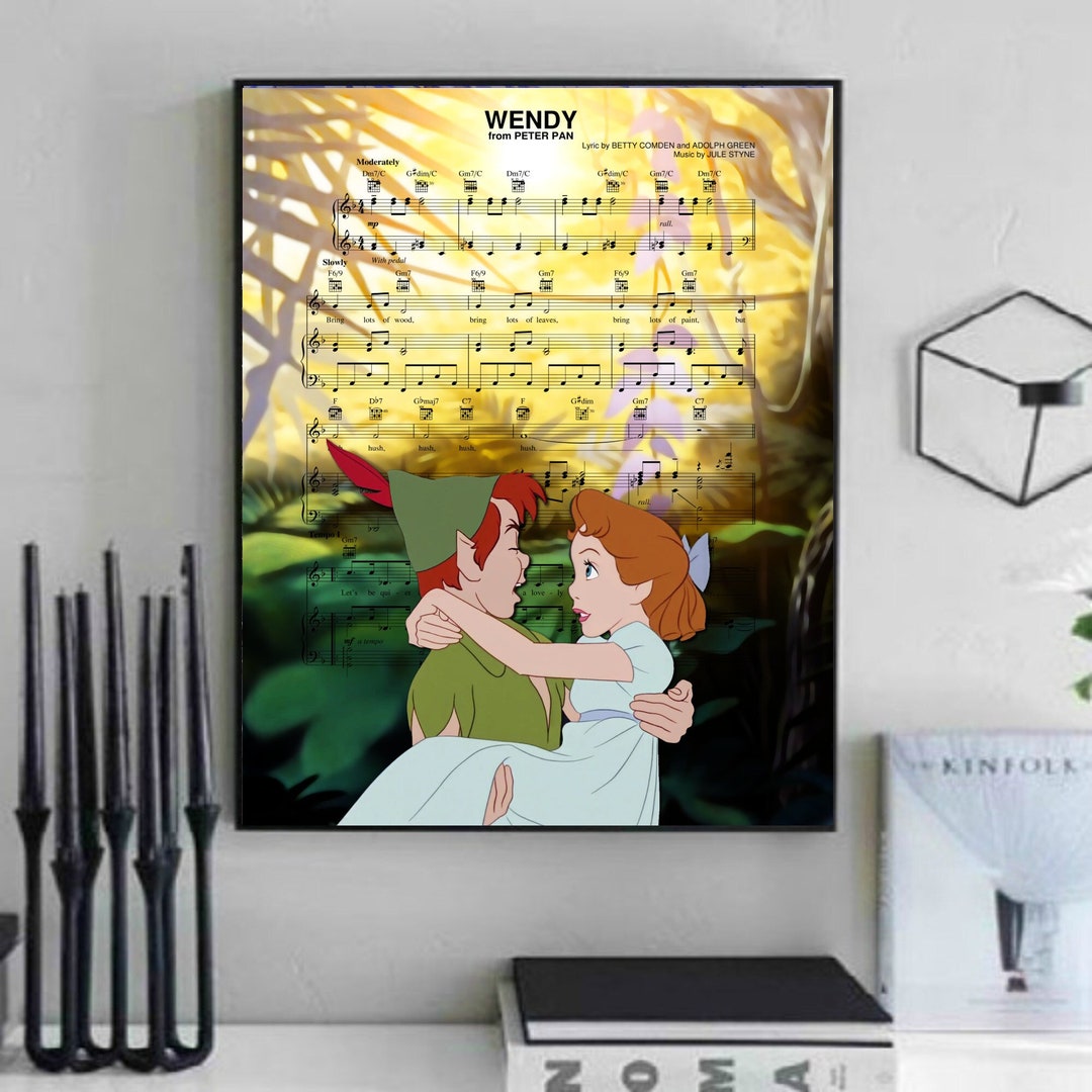 Peter Pan Wendy Sheet Music Wall Art, Canvas, Artwork, Art Print, Home ...