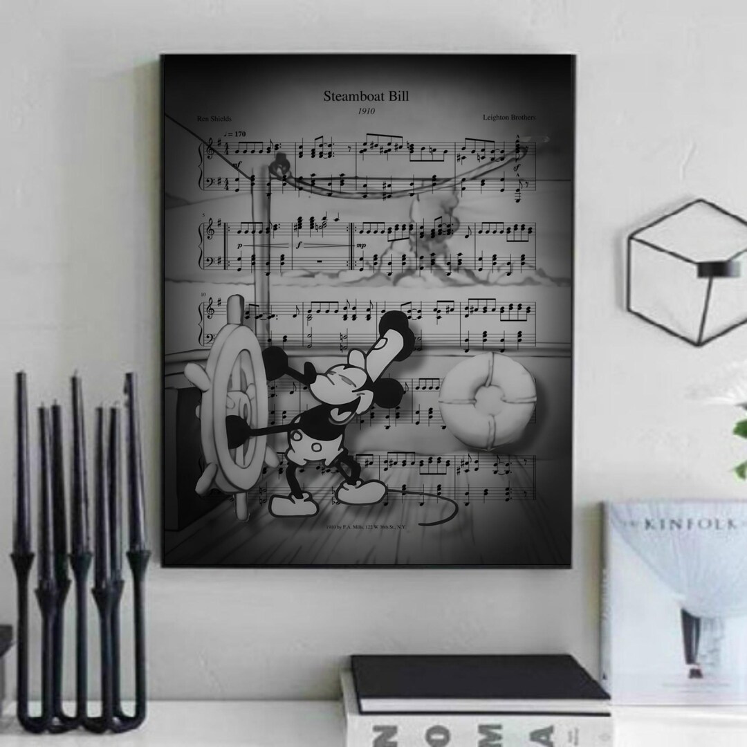 Steamboat Willie Vintage Mickey Mouse Steamboat Bill Sheet Music Wall ...