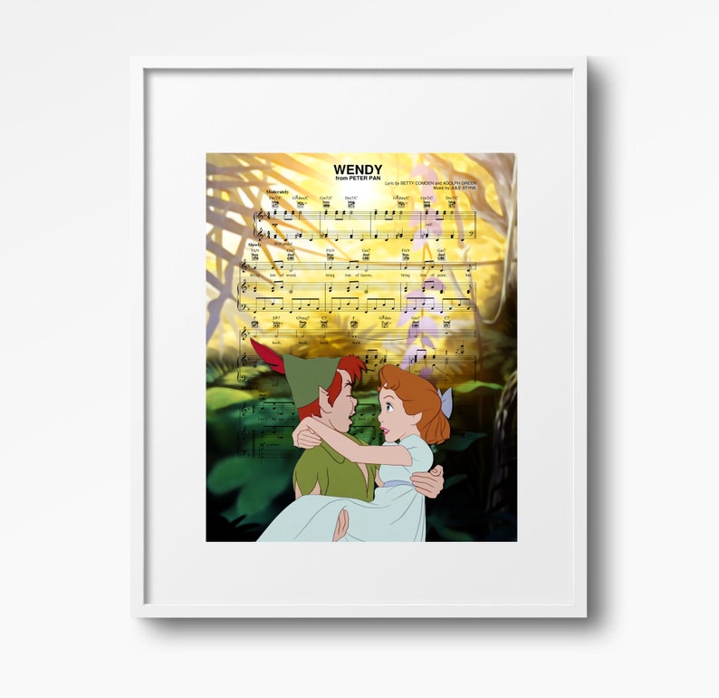 Peter Pan Wendy Sheet Music Wall Art, Canvas, Artwork, Art Print, Home ...