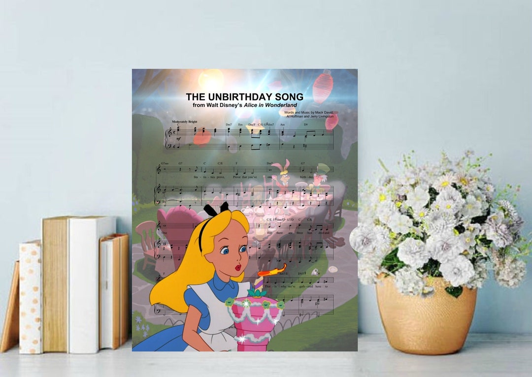 Alice in Wonderland the Unbirthday Song Sheet Music Wall Art, Canvas ...