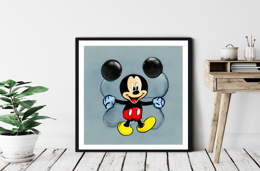 Mickey Mouse Balloon Ears Funny Fine Art Print Drawing, Painting, Wall ...