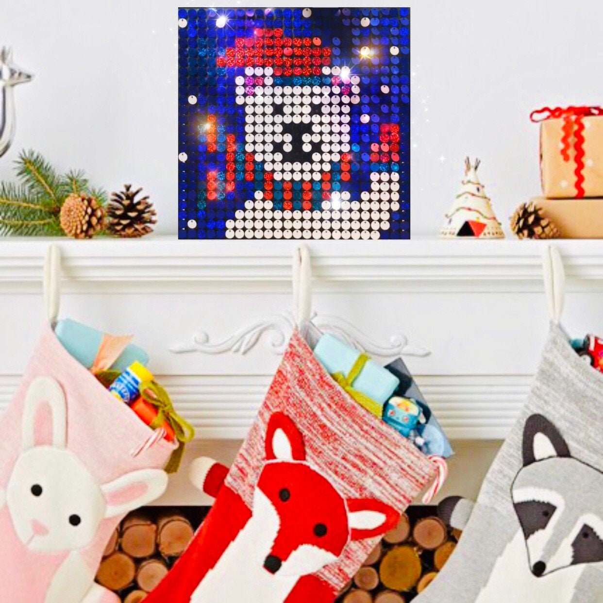 Polar Bear Sequin Pixel Art Craft Kit Do-It-Yourself Wall | Etsy