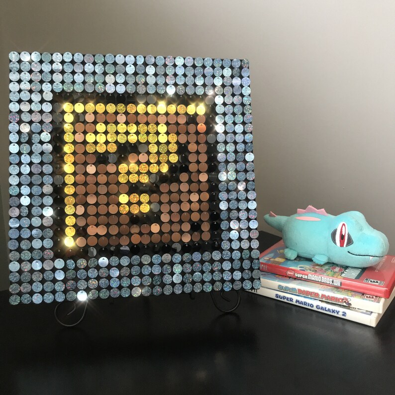 Super Mario Mystery Block Sequin Pixel Art Kit - Do-it-yourself Wall ...