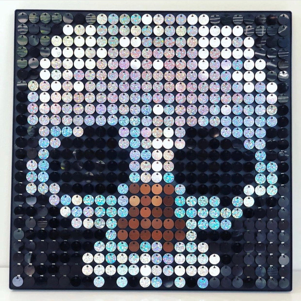 Silver Skull Sequin Pixel Art Craft Kit Customize Your | Etsy