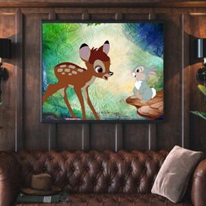 Bambi and Thumper Painting Wall Art, Canvas, Artwork, Art Print, Home ...