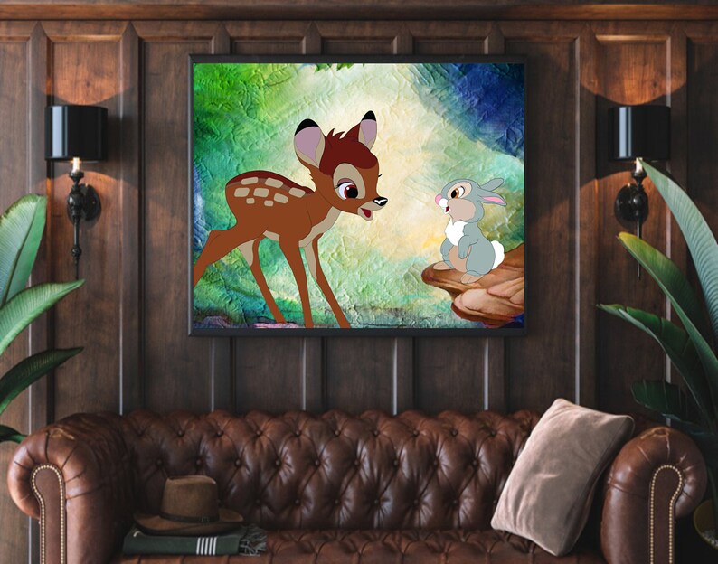 Bambi and Thumper Painting Wall Art, Canvas, Artwork, Art Print, Home ...