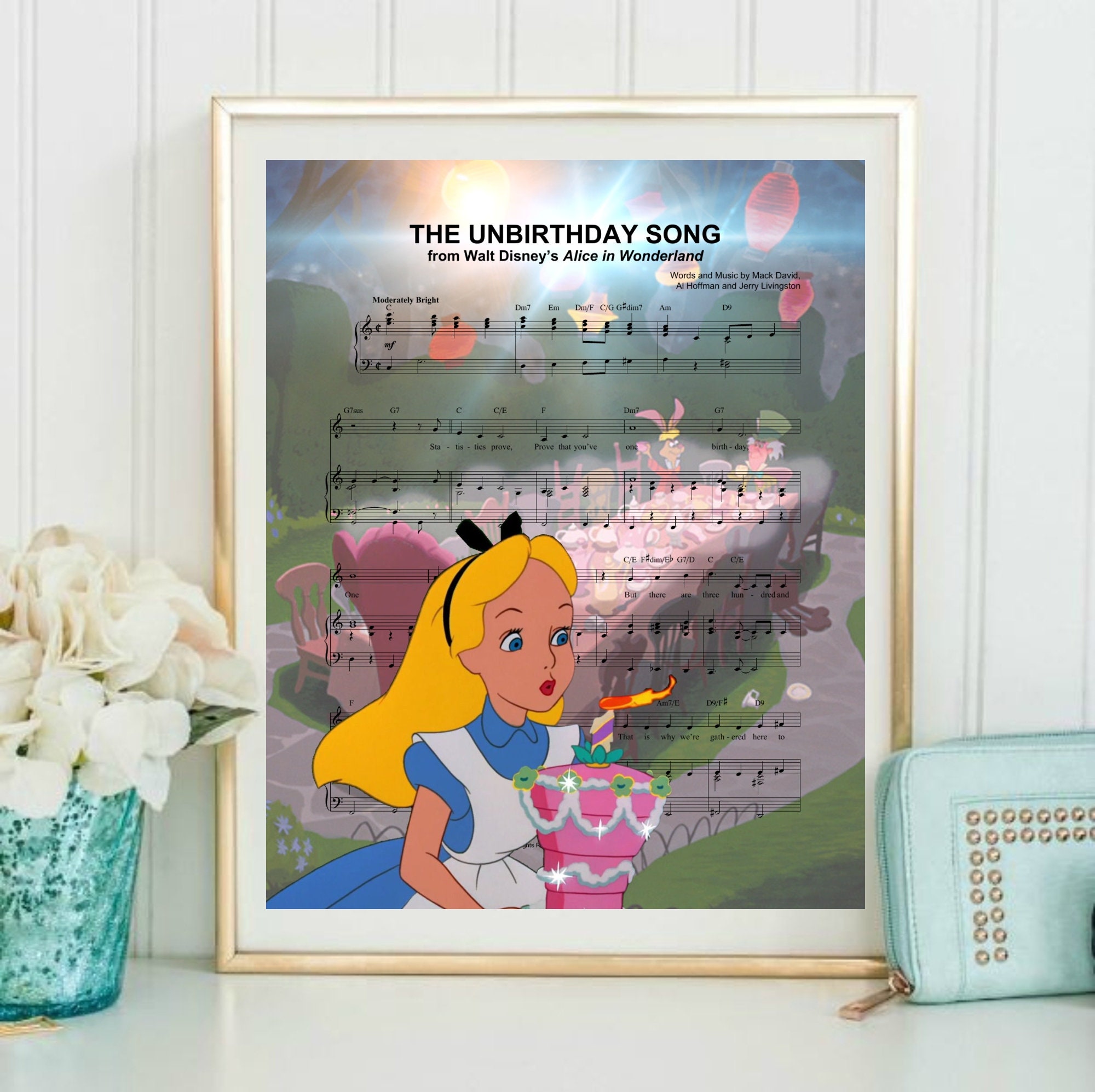 Alice in Wonderland the Unbirthday Song Sheet Music Wall Art, Canvas ...