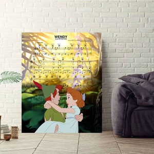 Peter Pan Wendy Sheet Music Wall Art, Canvas, Artwork, Art Print, Home ...