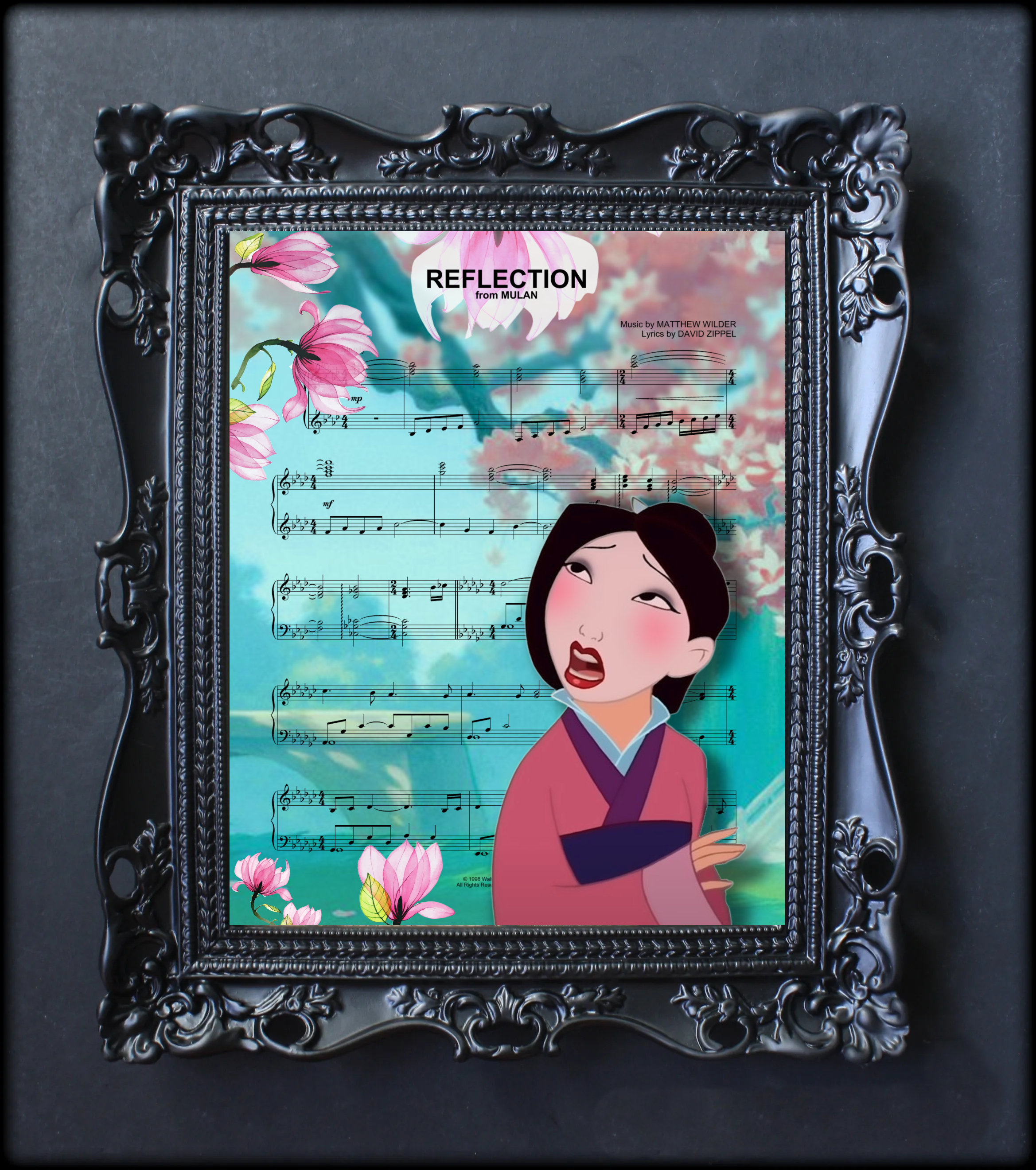 Mulan Reflection Sheet Music Wall Art, Canvas, Artwork, Art Print, Home ...