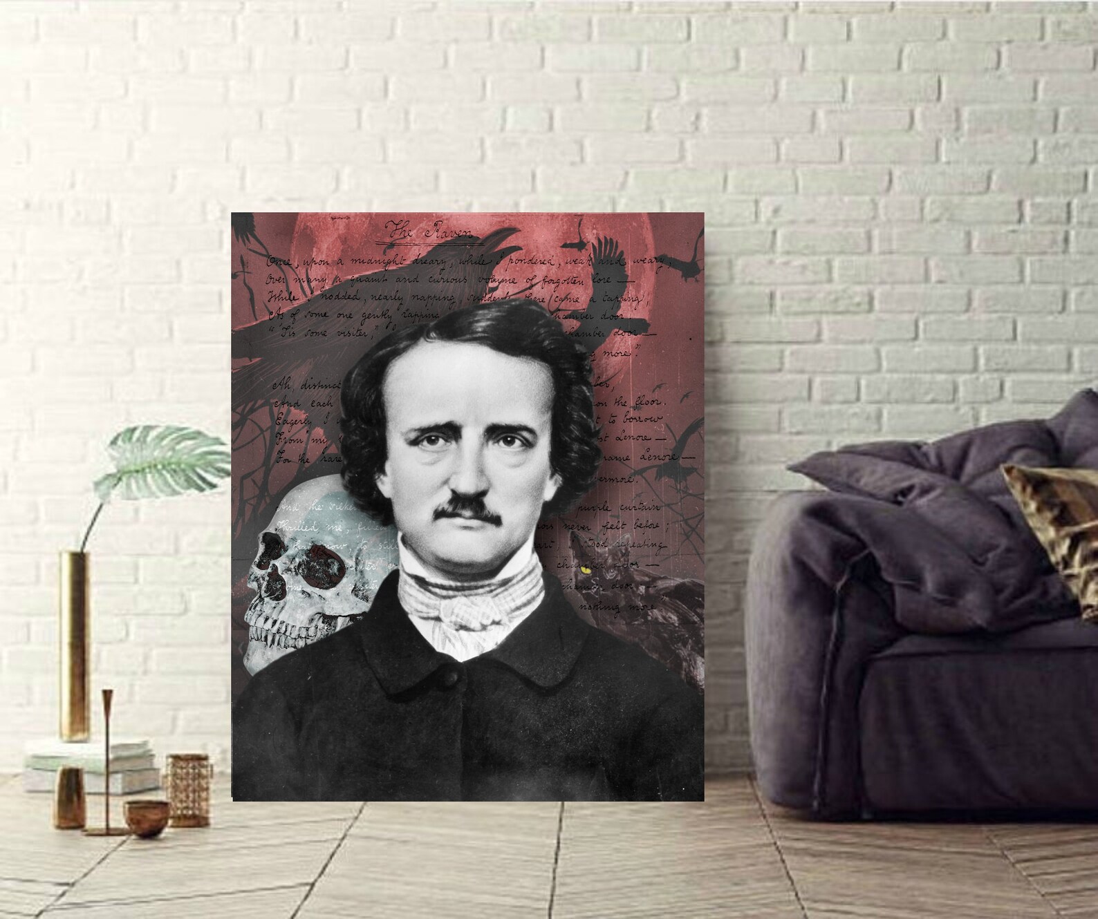 Edgar Allan Poe Raven Poem Wall Art Canvas Artwork Art - Etsy