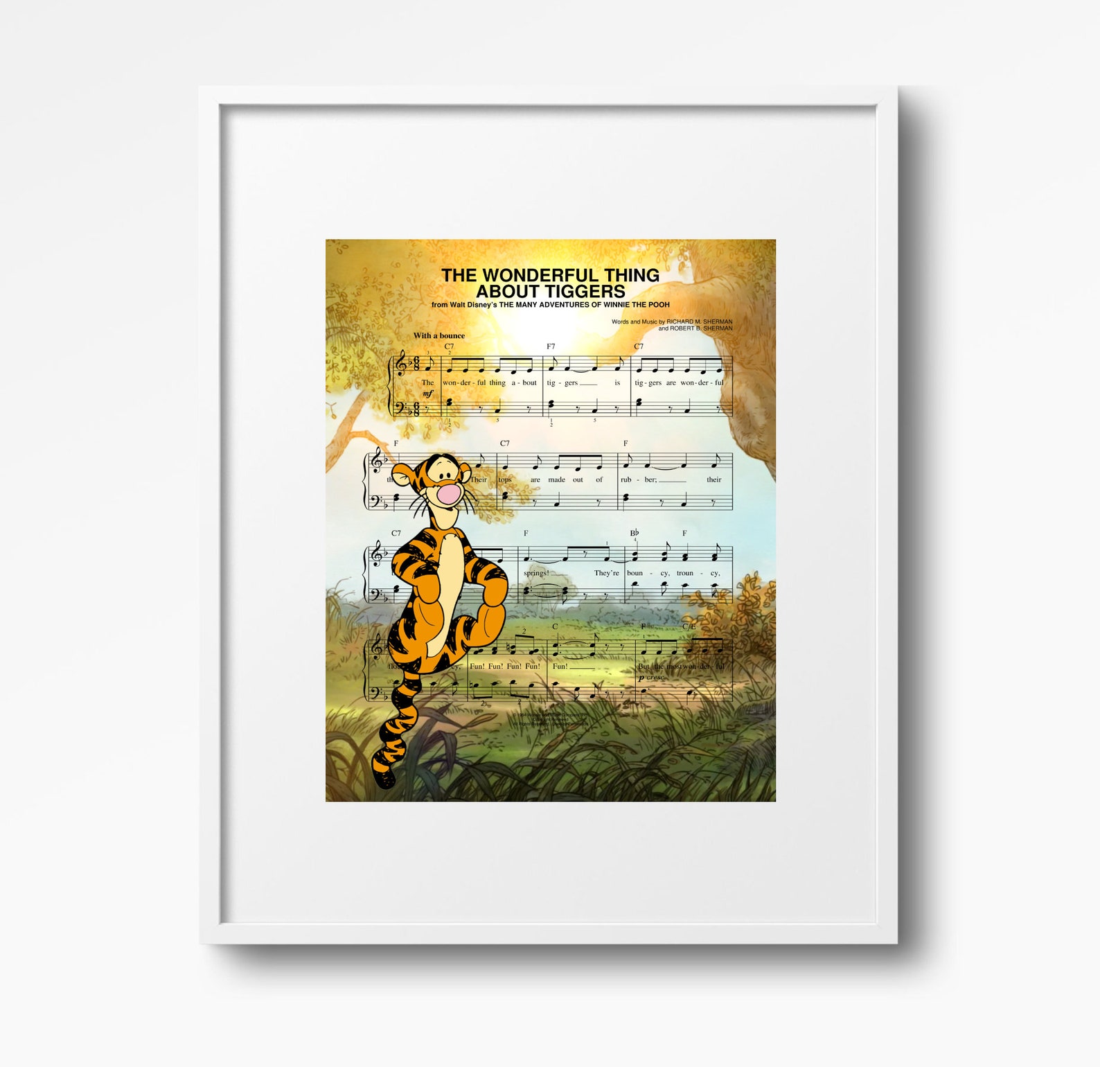 Tigger Sheet Music Wall Art, Canvas, Artwork, Art Print, Home Decor ...