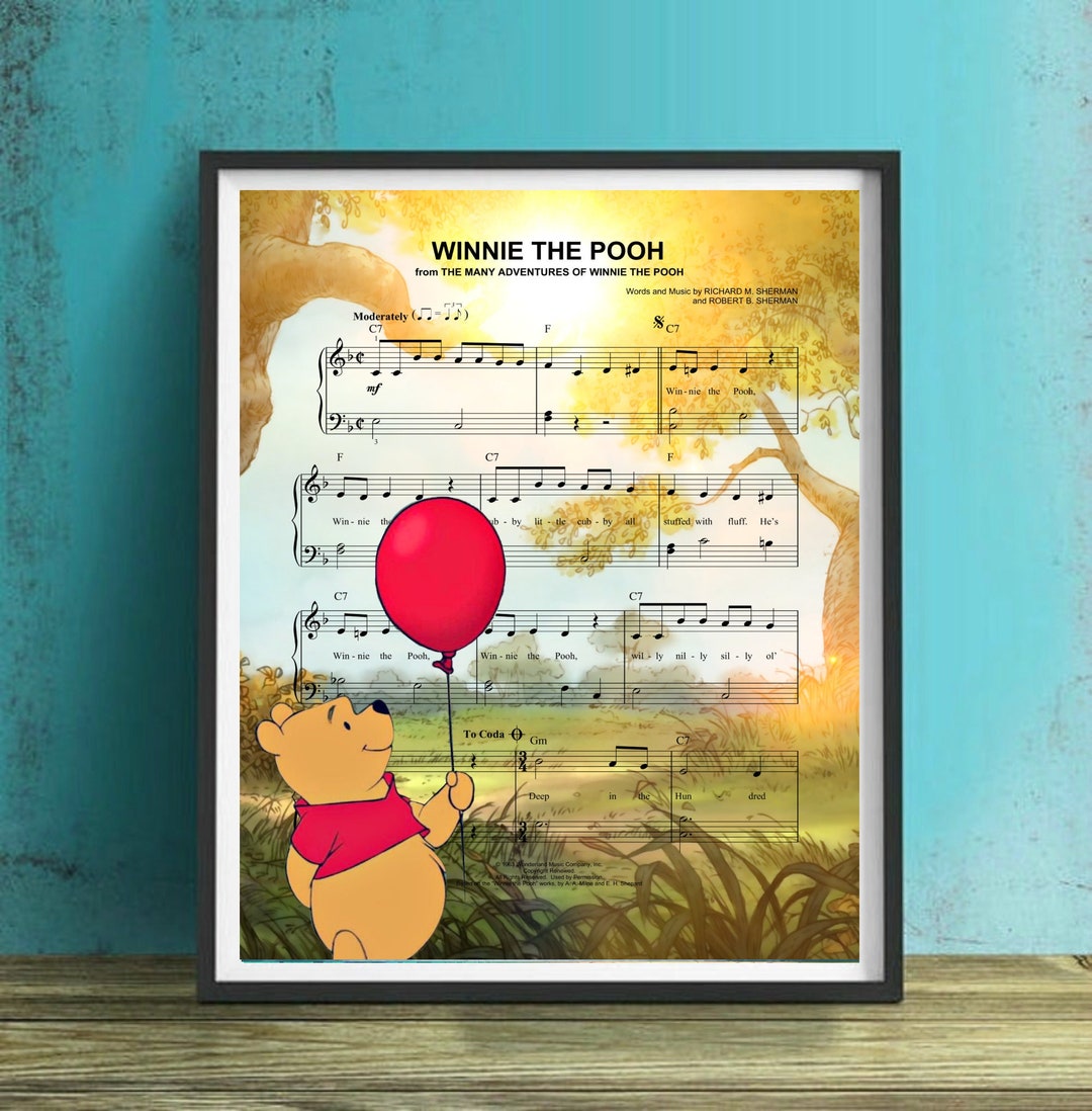 Winnie the Pooh Sheet Music Wall Art, Canvas, Artwork, Art Print, Home ...
