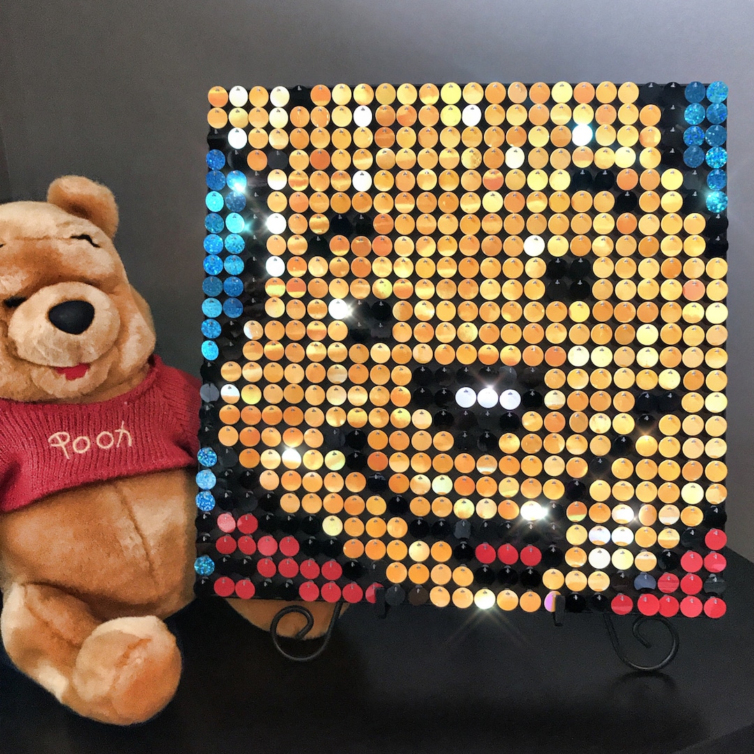 Winnie the Pooh Sequin Pixel Art Craft Kit - Do-it-yourself Wall Art - Etsy