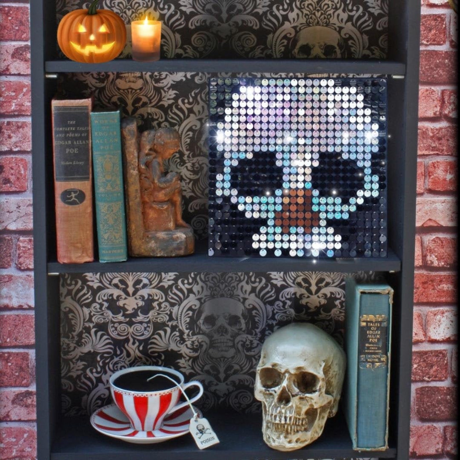 Silver Skull Sequin Pixel Art Craft Kit Customize Your | Etsy