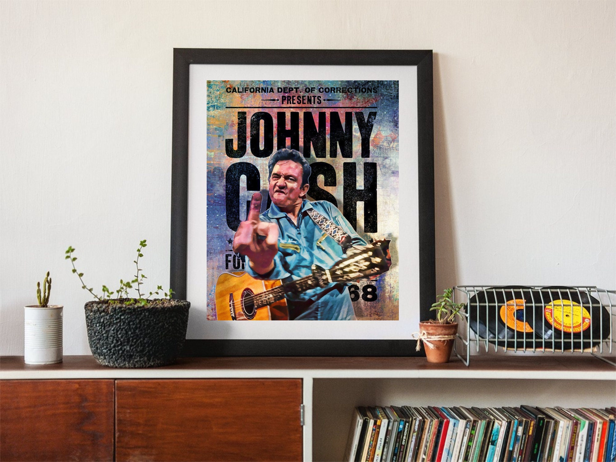 Johnny Cash Middle Finger Wall Art Canvas Artwork Art - Etsy