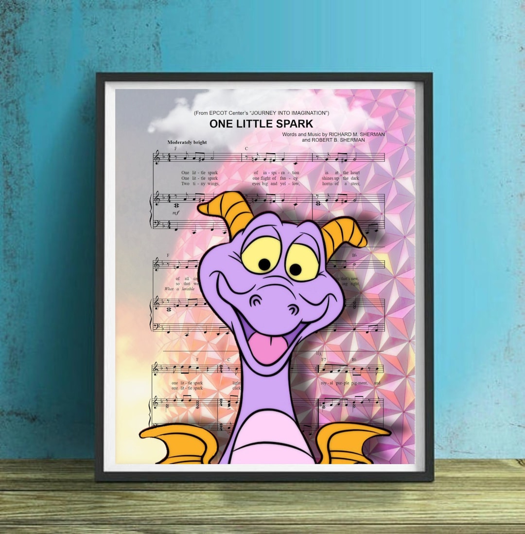 Figment One Little Spark Sheet Music Wall Art, Epcot Disney Canvas ...