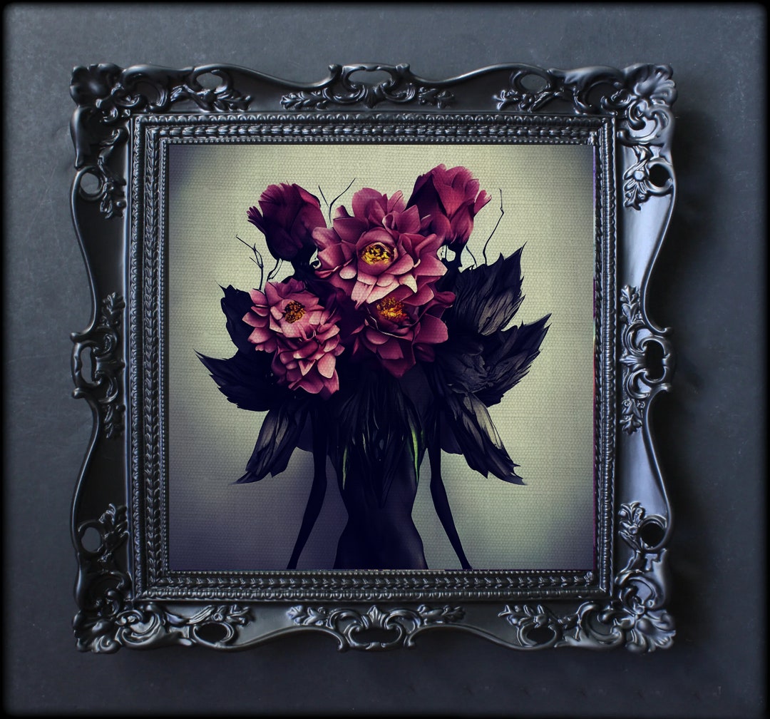 Goth Flowers in Female Form Fine Art Painting, Wall Art, Canvas ...