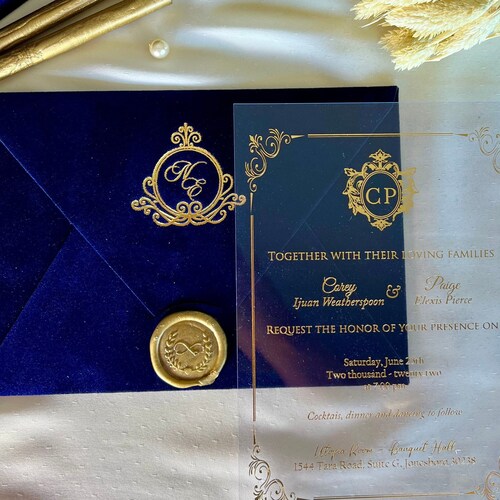 Wedding Invitation. Luxury Green Velvet Envelope and Elegant - Etsy