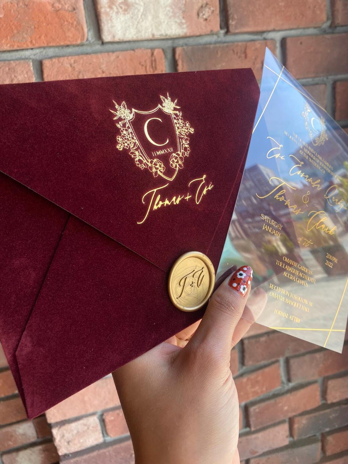 Wedding Invitation. Acrylic Invitation With Luxury Red Velvet | Etsy