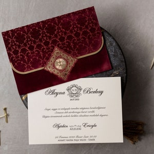Wedding Invitation. Luxury Red Velvet Invitation With Stylish Design ...