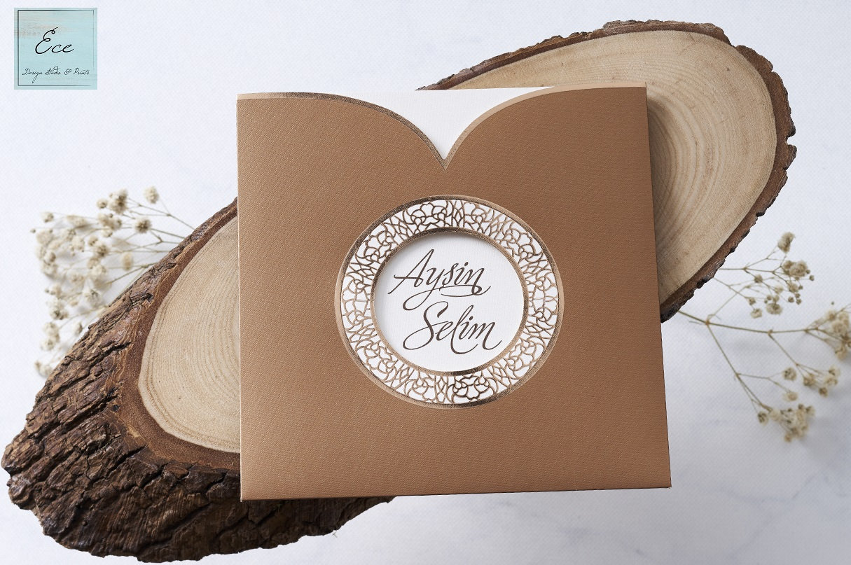 Wedding Invitation. Elegant Bronze Envelope with Amazing | Etsy