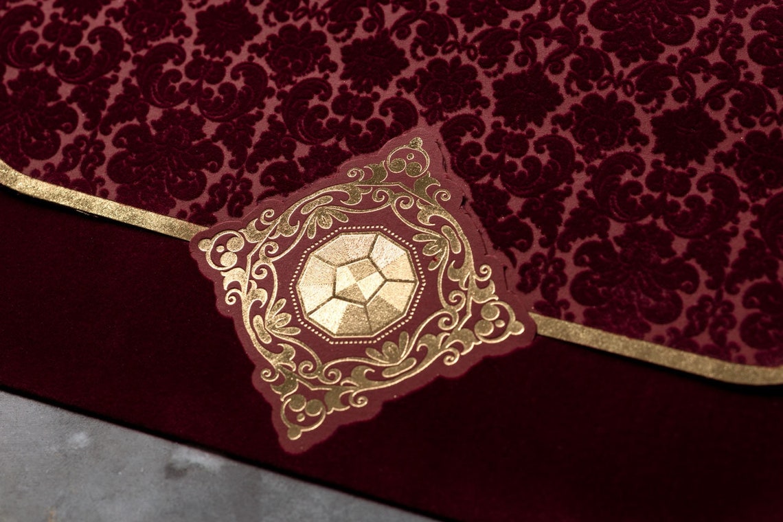 Wedding Invitation. Luxury Red Velvet Invitation With Stylish - Etsy