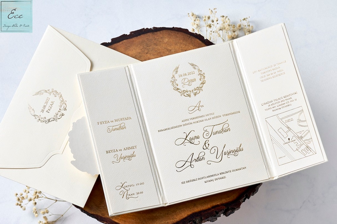 Wedding Invitation. Amazing Folded Design With Two Sided - Etsy