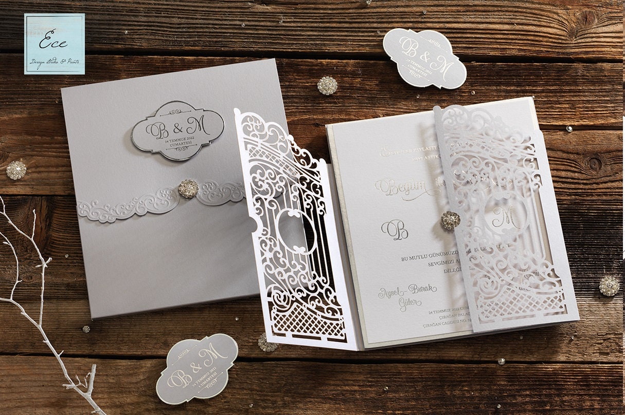 Wedding Invitation. Luxury Invitation. Gray Box Envelope. - Etsy