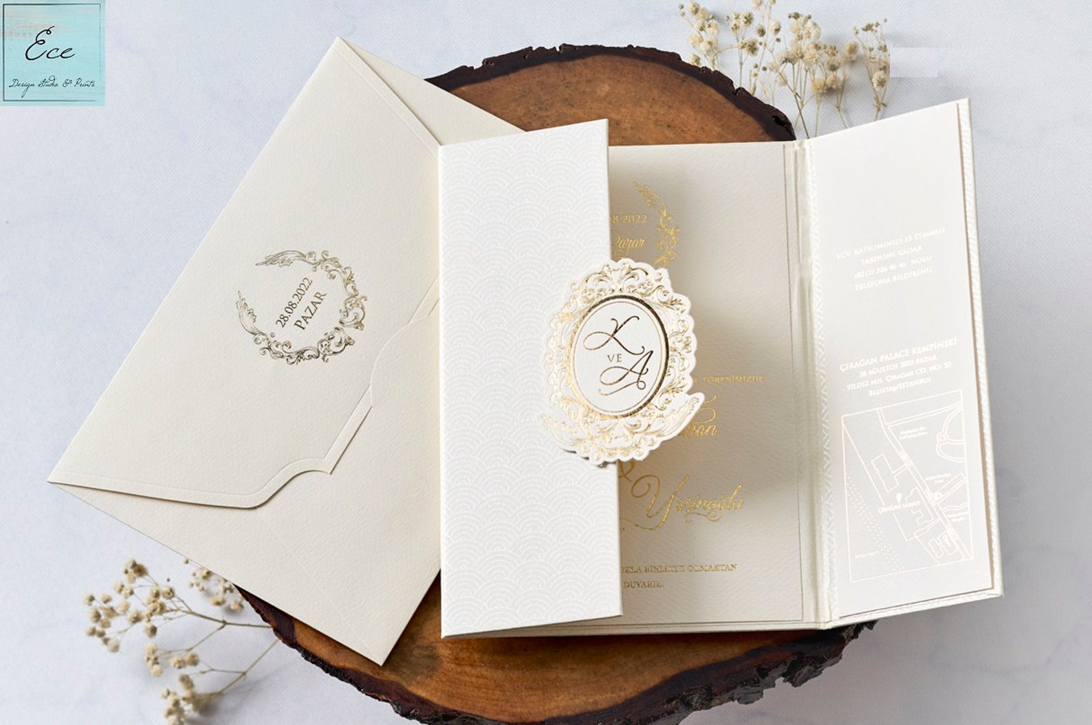 Wedding Invitation. Amazing Folded Design With Two Sided | Etsy