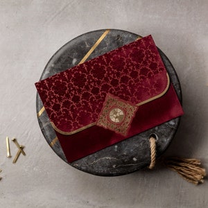 Wedding Invitation. Luxury Red Velvet Invitation With Stylish Design ...