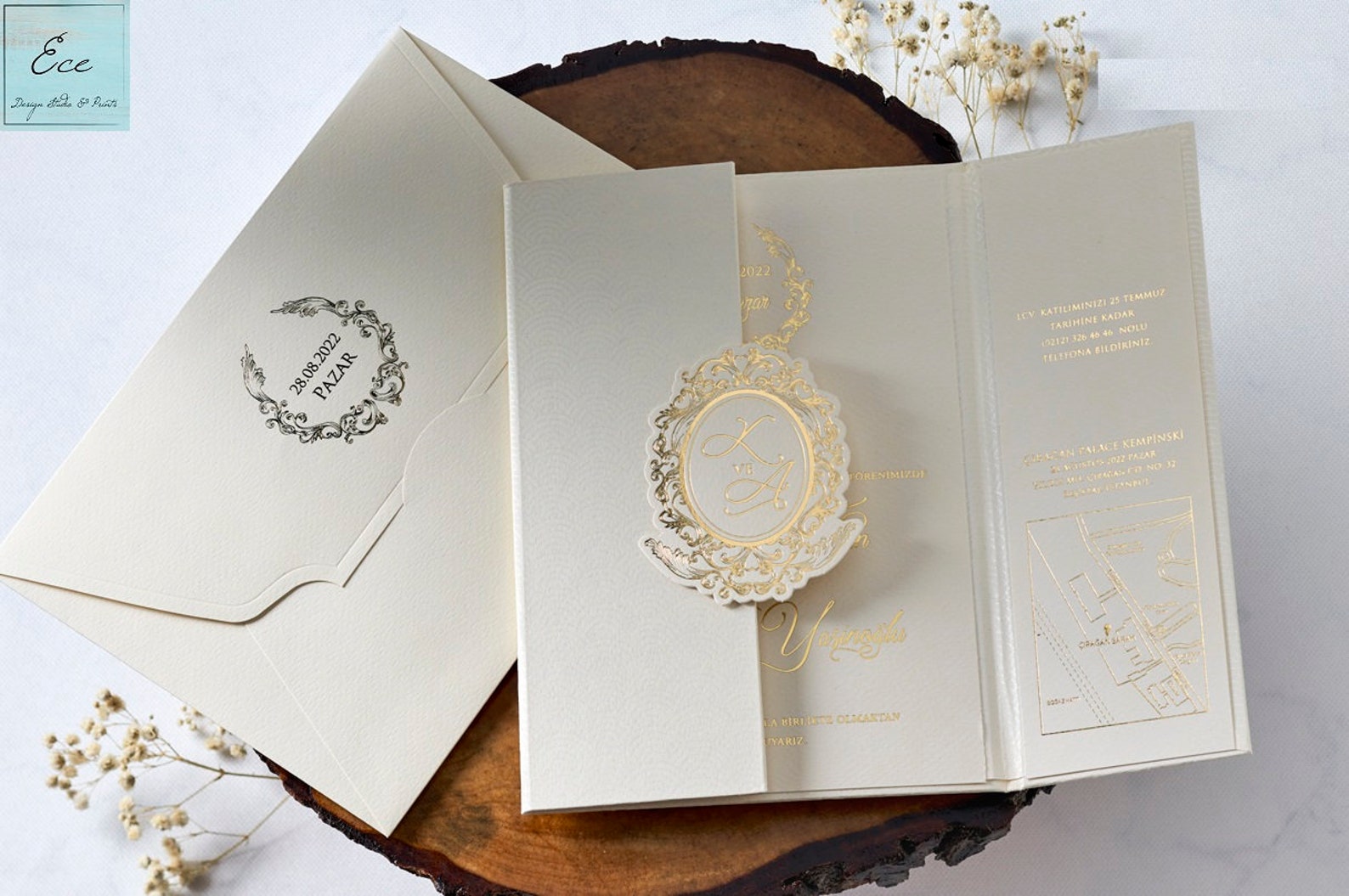 Wedding Invitation. Amazing Folded Design With Two Sided | Etsy