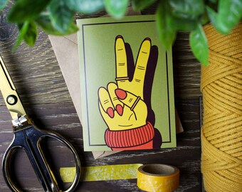Peace Sign Card | Etsy