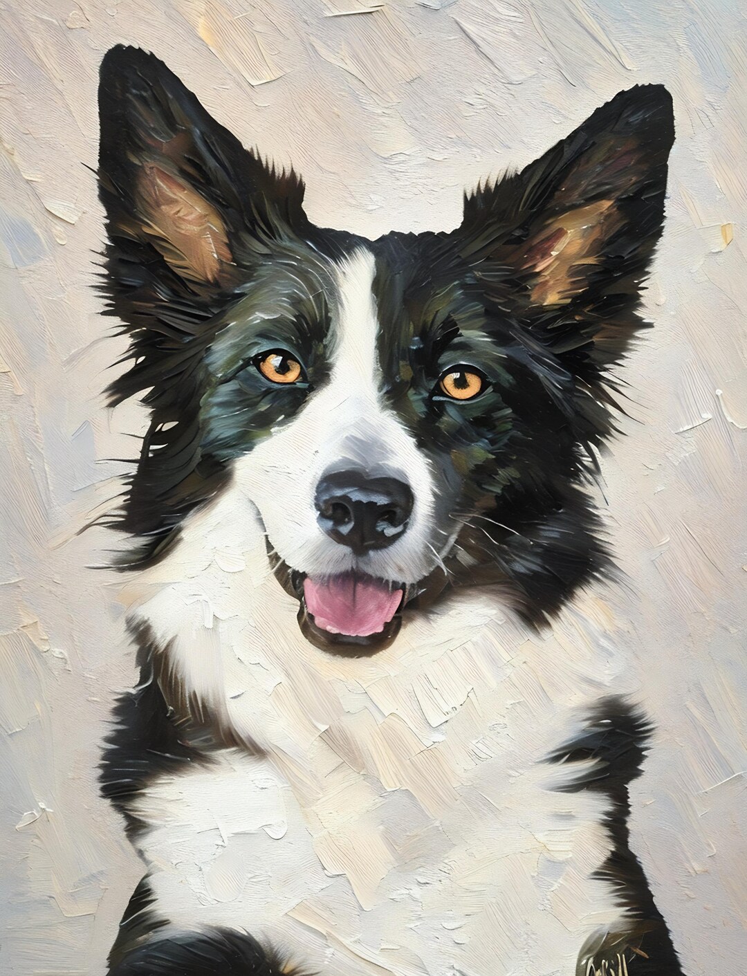Pet Oil Painting Style Border Collie | Custom Dog Painting | Dog ...