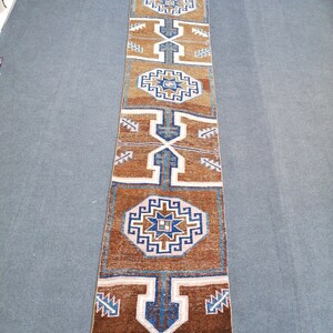 Blue Turkish Natural Color Runner Rug 11'10x2'2 Vintage Runner Vintage ...
