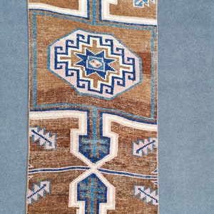 Blue Turkish Natural Color Runner Rug 11'10x2'2 Vintage Runner Vintage ...