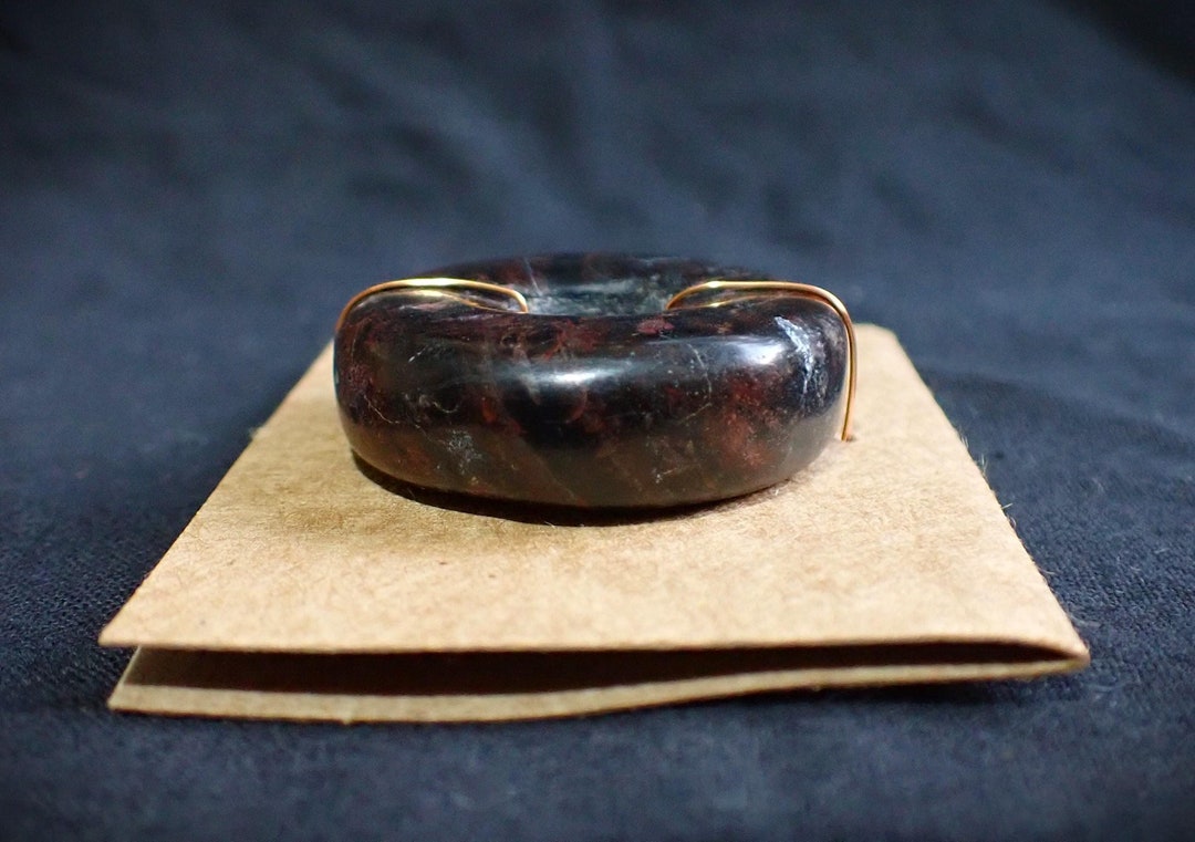 Handmade Serpentine Sacred Stone BEAD 8mm Hole Dark RED Burgundy Black ...