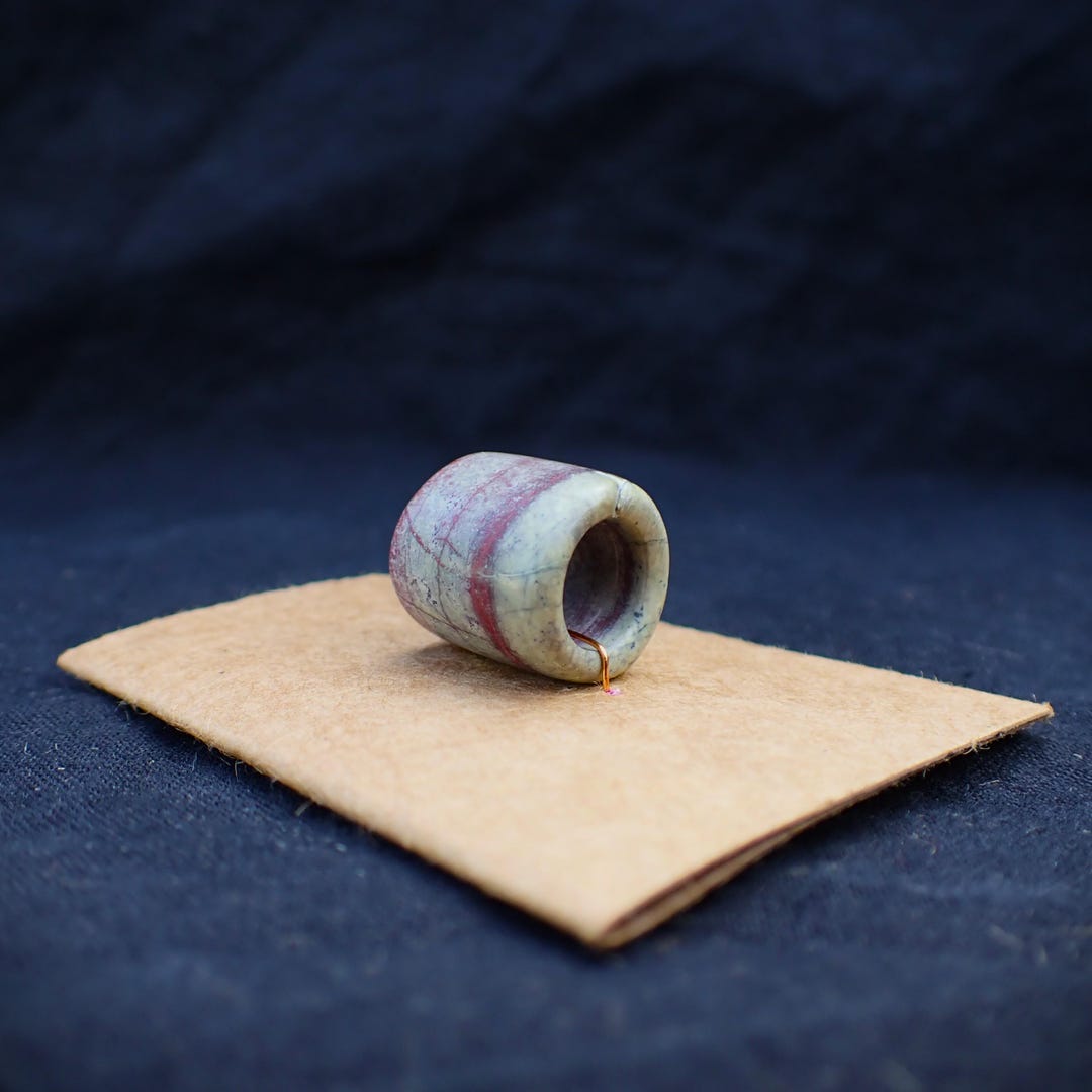 Banded EARTHY RED Gradated Beige Barrel Serpentine Sacred Stone BEAD ...