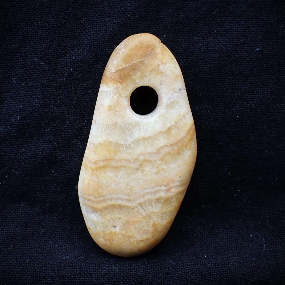 Freeform GOLDEN Yellow Banded AGATE Sacred Split Stone PENDANT Handmade ...