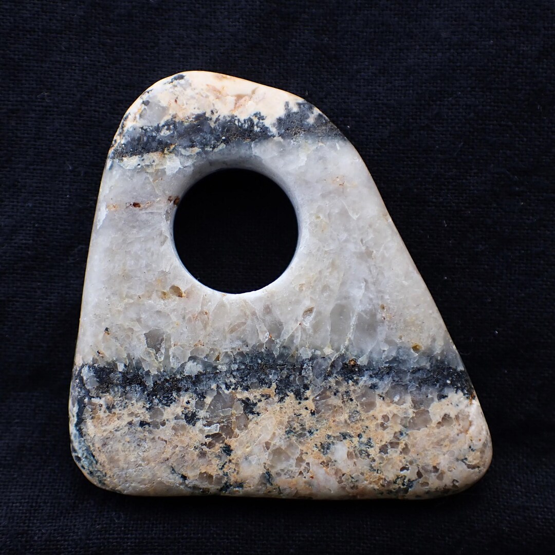 Handmade Granite Sacred Stone PENDANT 12mm Hole Black Light Tangerlne ...